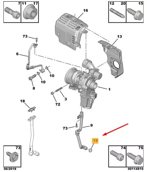 GENUINE NEW CITROEN PEUGEOT VAUXHALL 1.2 TURBO OIL RETURN PIPE SEAL ...