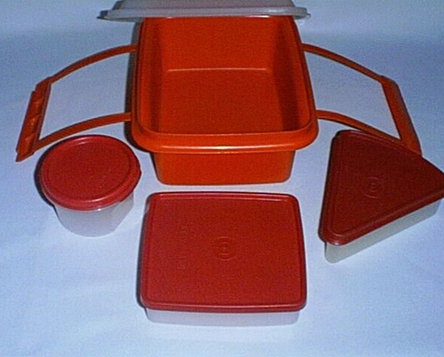 TUPPERWARE Lunch Pak N Carry 1254 Handle 1322 Sandwich 670 Pie 269 #1 ...
