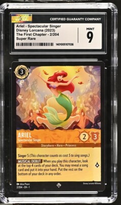 Disney Lorcana ARIEL 2/204 Spectacular Singer CGC 9 GEM MINT Super Rare ...