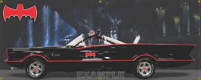 1966 BATMOBILE BAT CAVE BACKGROUND CAR SCENE BANNER SIGN ART MURAL ...