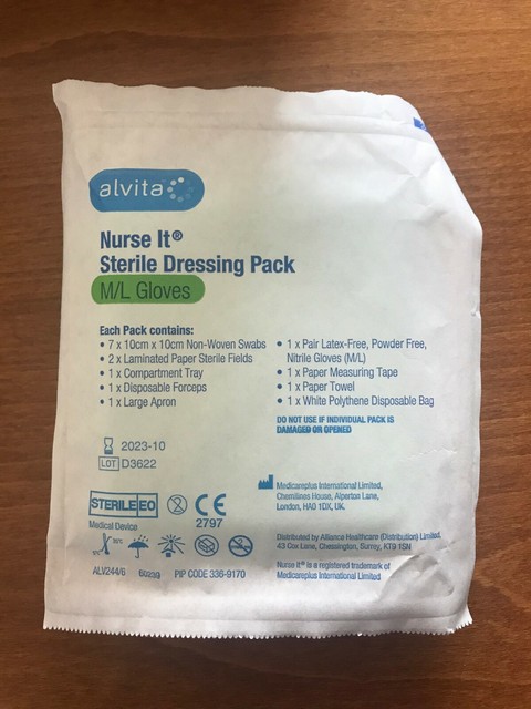 Alvita Nurse It X10 Sterile Dressing Packs S M Small Medium Kit Boxed ...