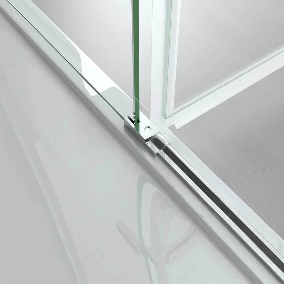 Shower Enclosure Cubicle Frameless Hinged Door Tempered Glass L Shape ...