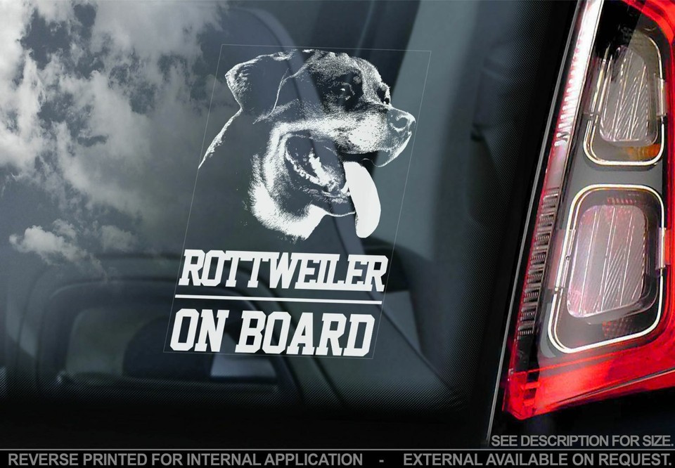Rottweiler Car Sticker - Dog On Board Bumper Window Decal Sign Gift ...