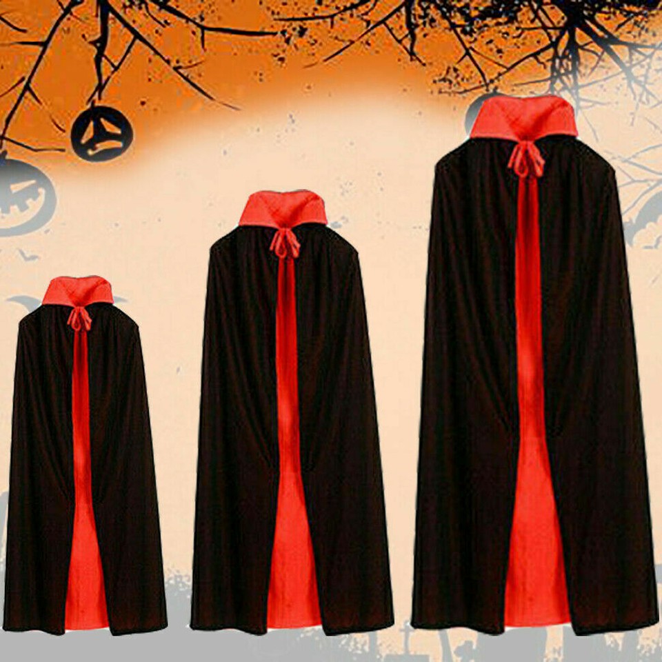 Adult Halloween Vampire Cape Costume Dracula Cloak Black Red Vampire ...