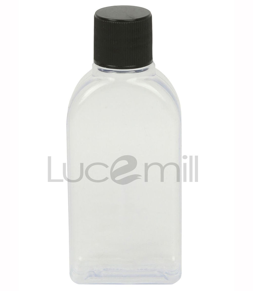 50ml Clear Rectangular Plastic Bottles & BLACK Screw Caps - LARGE ...
