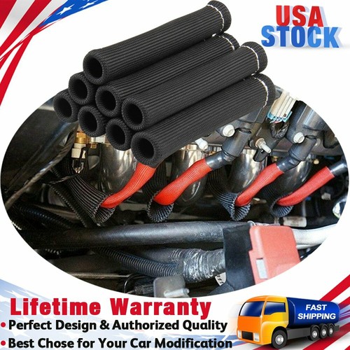 8-BLACK 1200 SPARK PLUG WIRE BOOT HIGH HEAT SHIELD PROTECTOR HEADER ...
