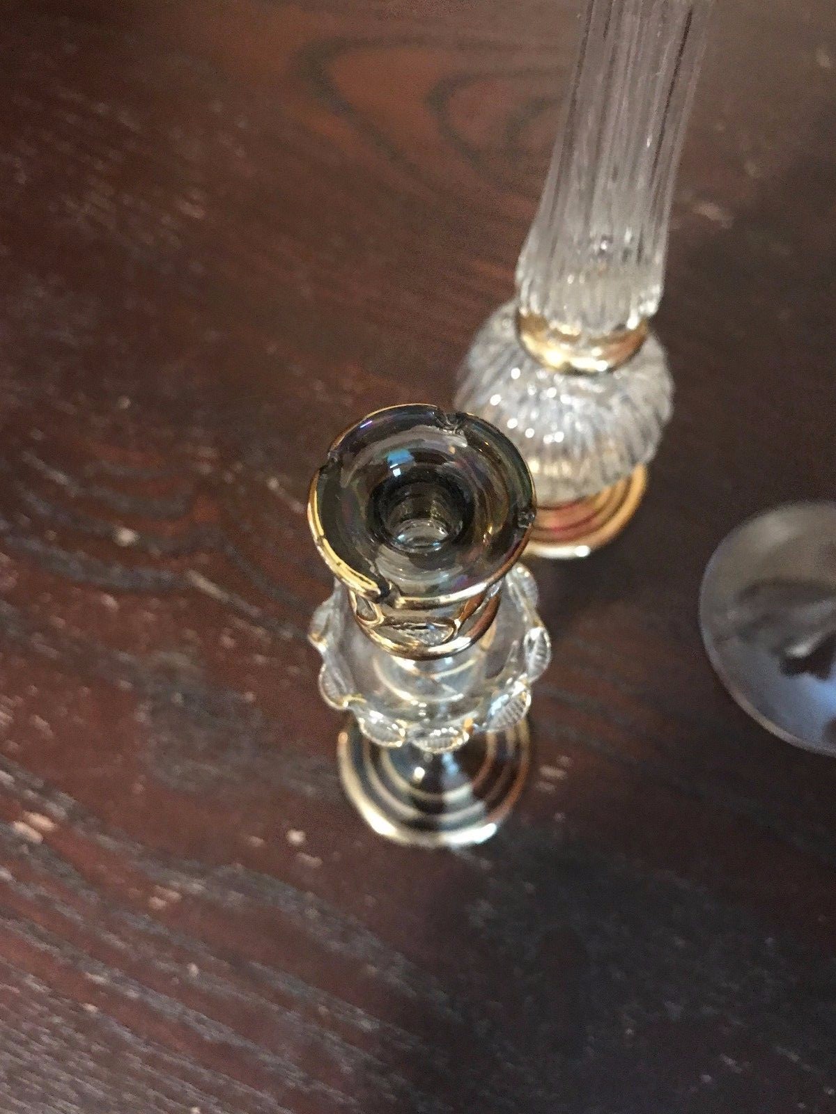 Lot of Three Vintage Glass Perfume Bottles with Dippers- Egypt- Etched ...