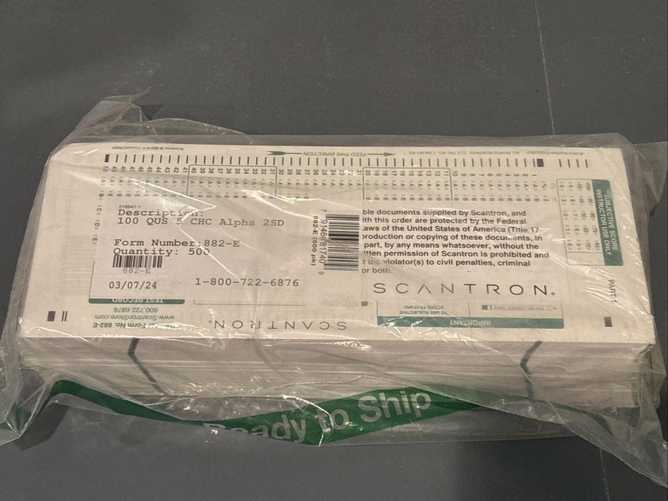 Official SCANTRON 19641 Answer Sheet B 500 Pack | eBay