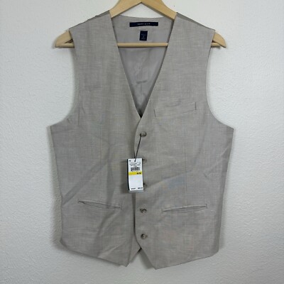 Perry Ellis Mens Vest Sz M Linen Blend Natural Linen Core NWT | eBay
