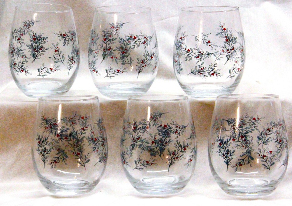 TAG Stemless Sprig Wine Glass 16 oz - Set of Six - Free Shipping | eBay