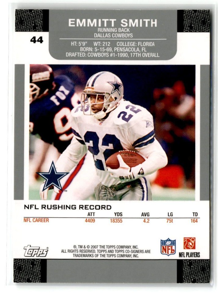 2007 Topps Co-Signers Football #44 Emmitt Smith Dallas Cowboys | eBay