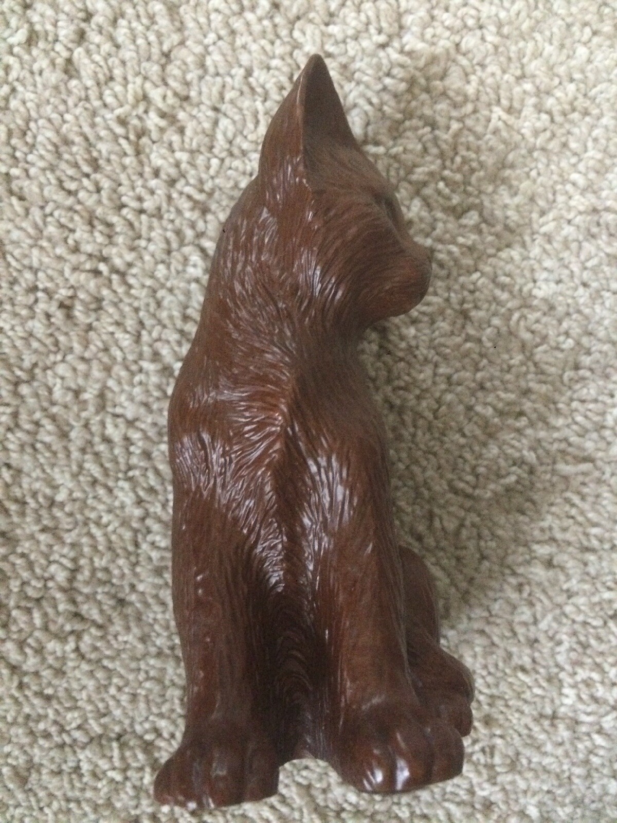 VTG.1992 RED MILL CRUSHED PECAN SHELL CAT STATUE SCULPTURE FIGURE 5 1/2 ...