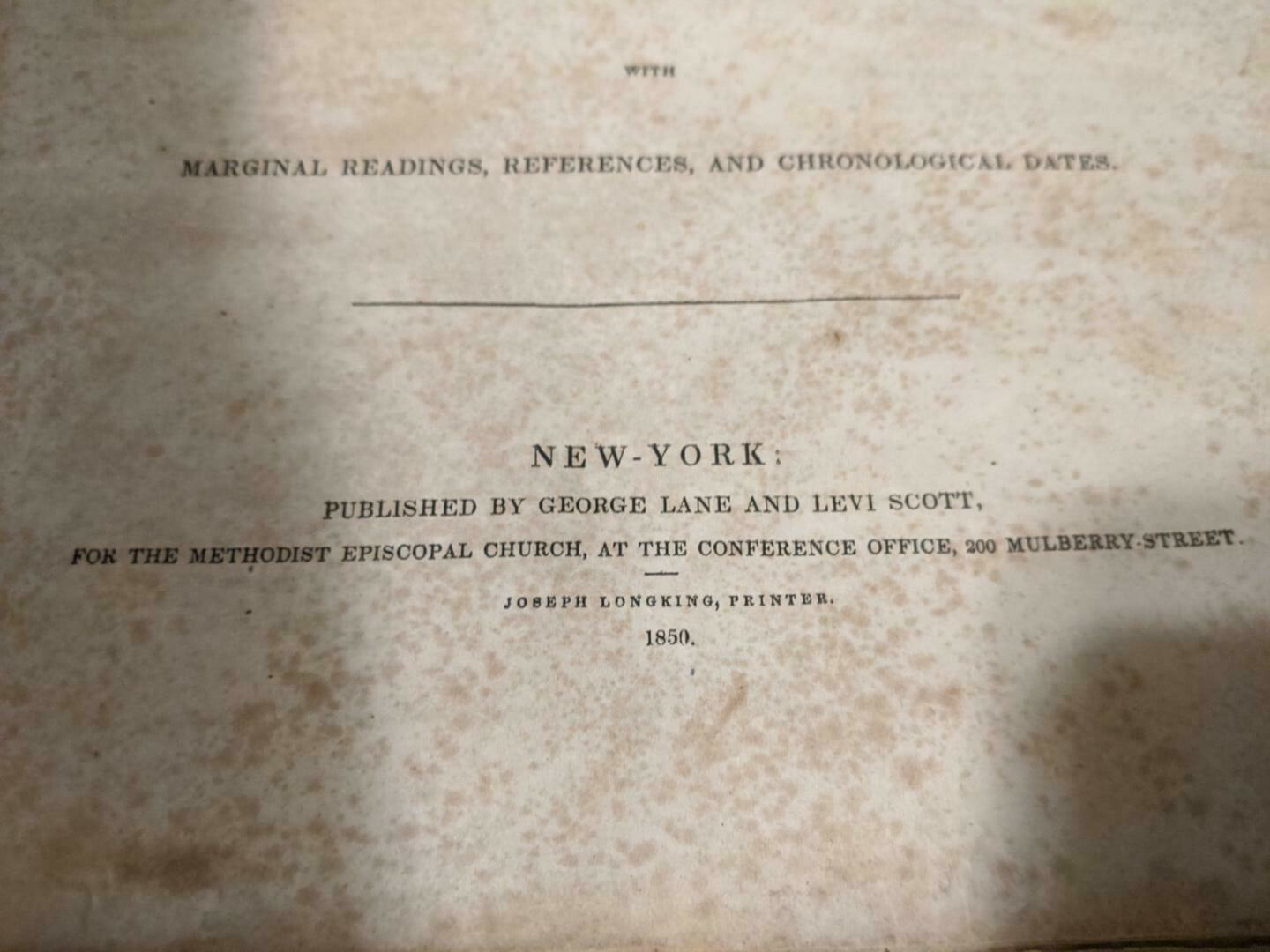 1850 BIBLE GEORGE LANE LEVI SCOTT FOR METHODIST EPISCOPAL CHURCH NEW ...
