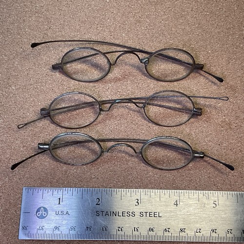 Antique Civil War Era Wire Rim Reading Glasses Oval Shape ( Lot of 3 ...