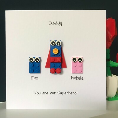 Personalised Superman Father's Day card made with LEGO ® Dad Daddy ...