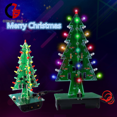DIY 3D Christmas Kit Flashing Light LED Circuit 3/7 Colors Xmas Tree ...