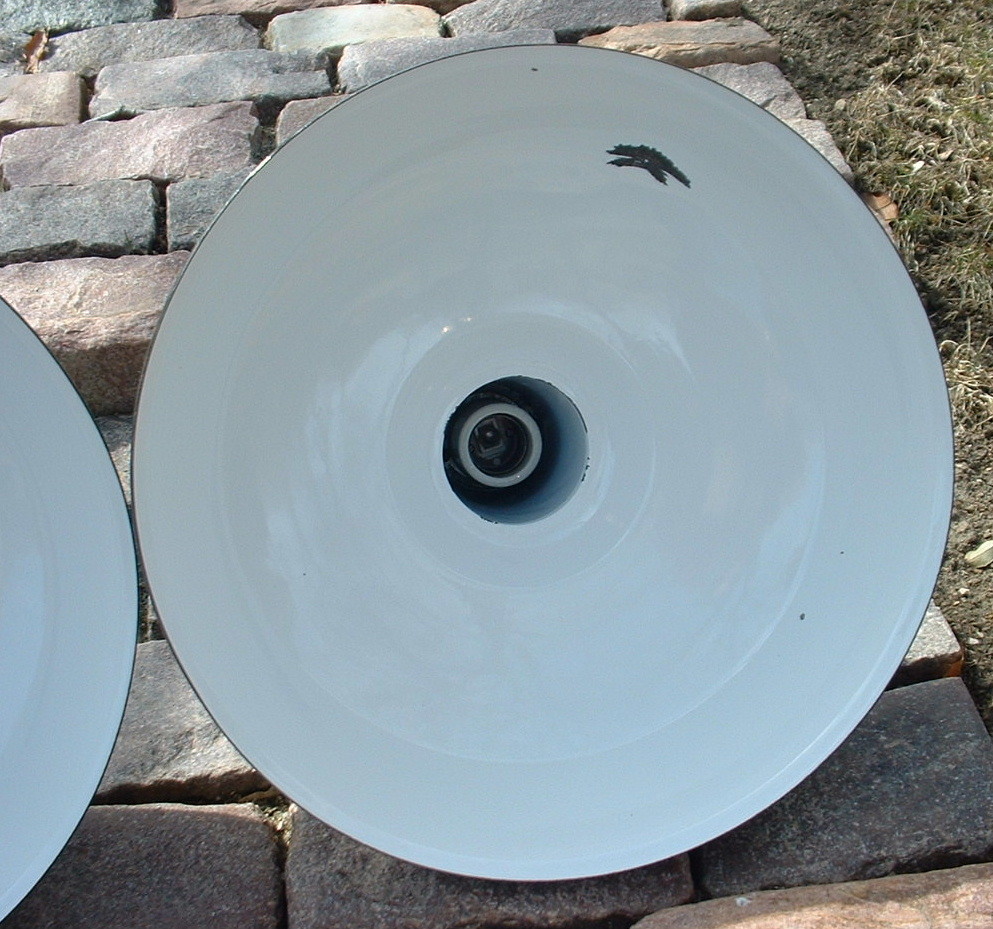 (2) VTG Appleton 18" Flush Mount Industrial Green Barn Porcelain Light ...