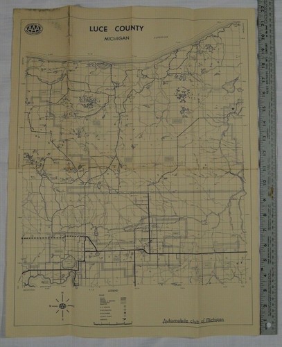 Vintage Luce County Michigan Map Road AAA Automobile Club of 22x17 ...