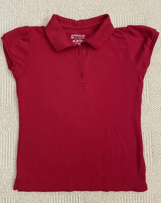 Arrow Red Collared Uniform Polo Shirt Short Sleeves Girls Size M 8/10 ...