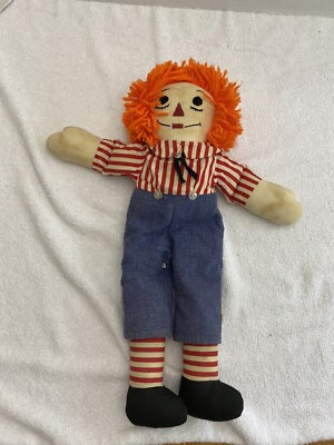 Vintage RAGGEDY ANDY DOLL Handmade Plush Orange Hair Clown | eBay