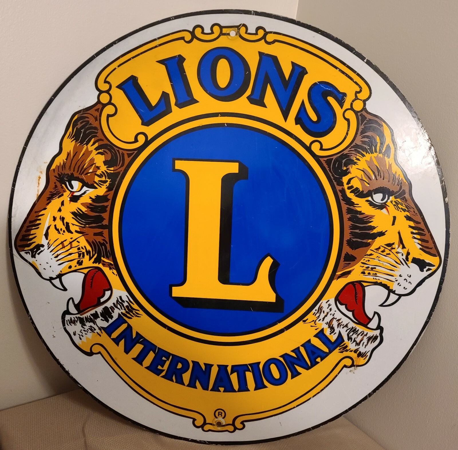 Vintage Lions International Metal 30" Round Sign | eBay