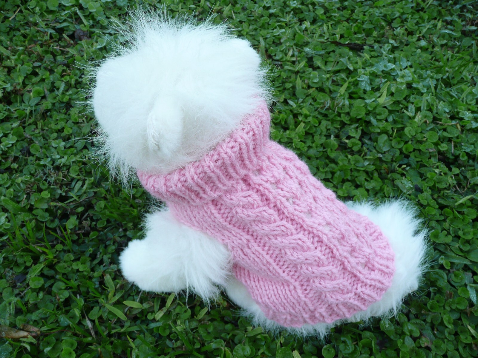 XS handmade knit Pink dog sweater 8"x 7" | eBay