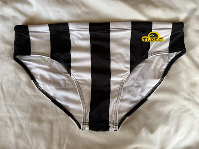 Mens Turbo Water Polo Speedo 2XL / 38 Black & White Stripe Swim Brief ...