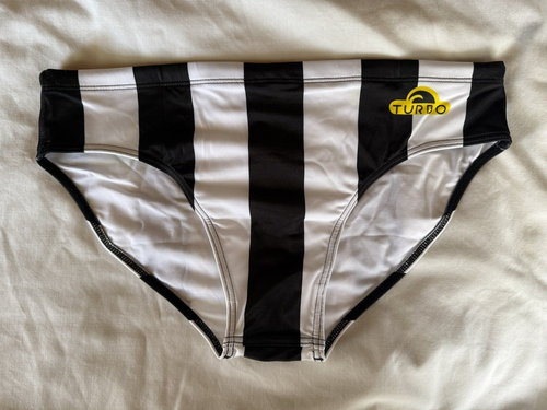 Mens Turbo Water Polo Speedo 2XL / 38 Black & White Stripe Swim Brief ...