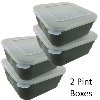 Maggot Box Bait Tub Boxes Square Black 2 PINT Coarse Match Fishing | eBay