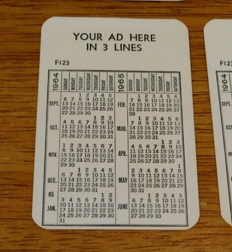 Nems Beatles Calendar Cards 1964/65 2 Full Sets #F123 & # F124 Both ...