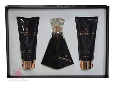 True Reflection By Kim Kardashian 3 PC Set-3.4oz EDP Sp+3.4oz B/Lotion ...