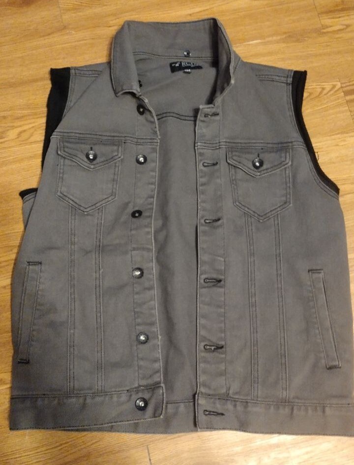 XXX Rude mens denim vest Small gray button up | eBay