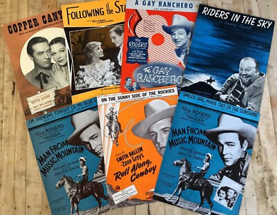 7 pcs COWBOY sheet music ROY ROGERS / BURL IVES / SMITH BALLEW / RAY ...