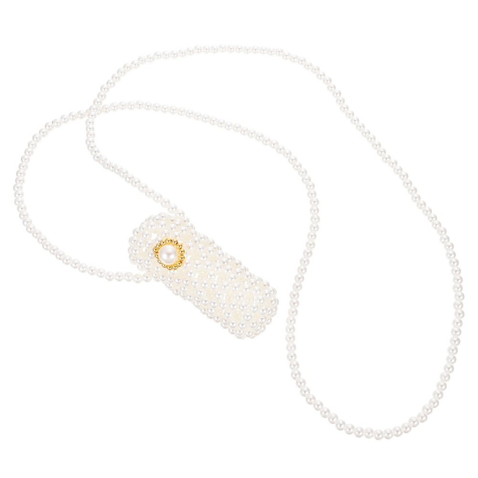 1pc Pearl Messenger Bag Hand-knitted Bag Mini Beaded Lipstick Pearl ...