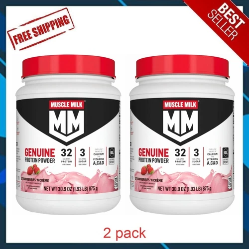 Muscle Milk Genuine Protein Powder, Strawberries 'N Crème, 32g Protein ...