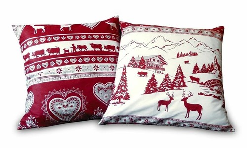 COPPIA CUSCINI ARREDO TIROLESE MARMOLADA tirolo bianco rosso cm 40x40 ...