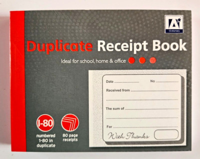 Duplicate Receipt Book - Carbon Paper Numbered Pages 1-80 Sheets 103 X 130mm | eBay UK