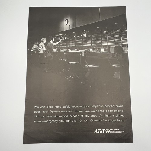 AT&T Bell System 1966 Vintage Print Ad 10"x13.75" switchboard operators ...