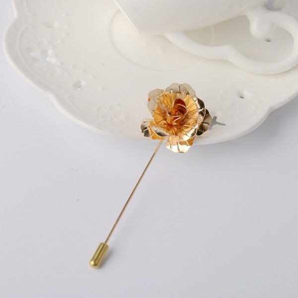 Lapel Pin Flower Gold Metal Men Women Wedding Suit Favors Pin, Groom ...