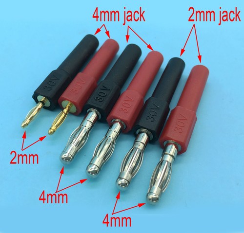 2mm/4mm Banana Plug Adapter Converter Copper 4mm Safety Banana Jack ...