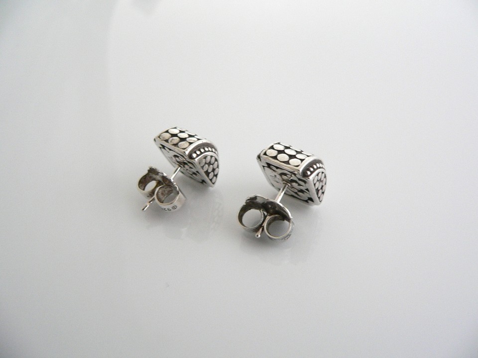 John Hardy Silver Curved Dot Earrings Studs Love Gift Cool Statement ...