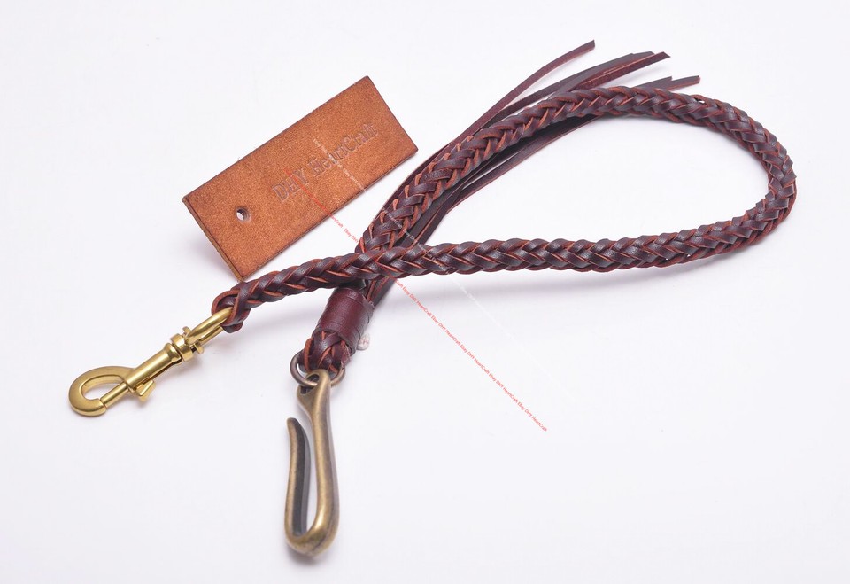 24" Handmade Brown Cowhide Leather Braided Truckers Trouser Pant Wallet ...