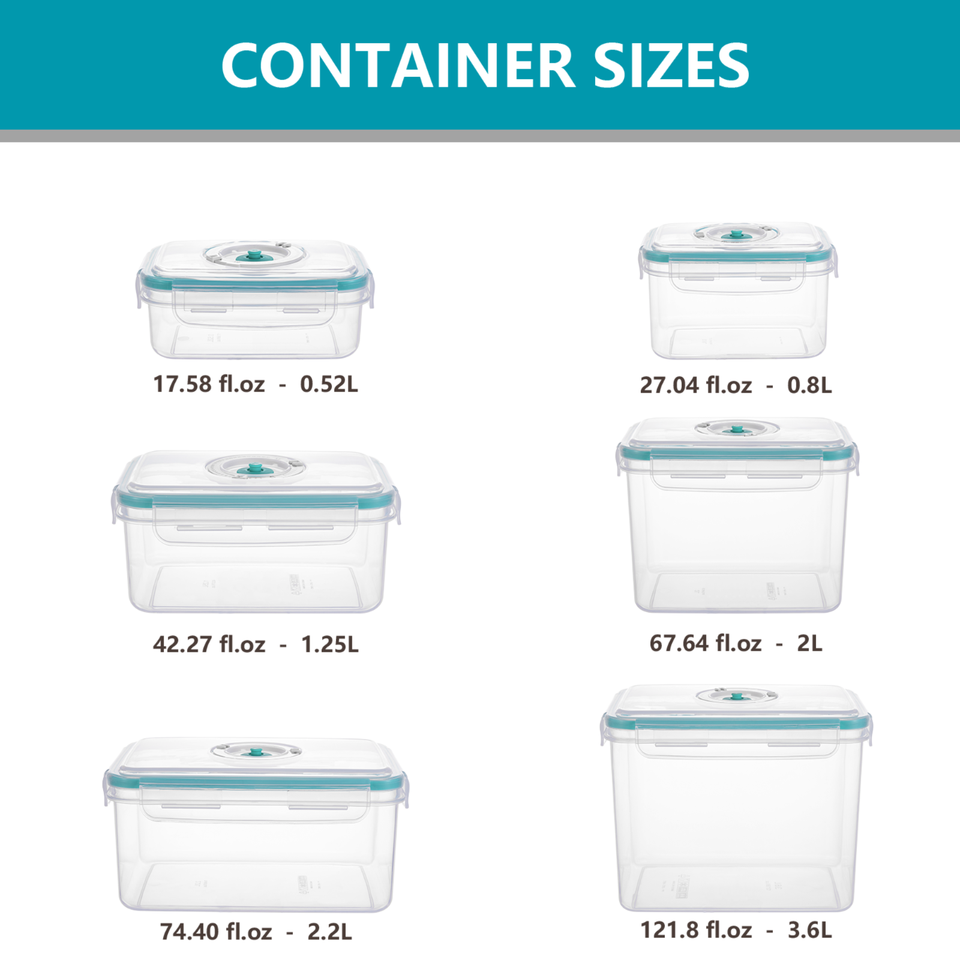 FreshSeal Vaccum Sealed Food Storage Container Set 6 Stackable ...