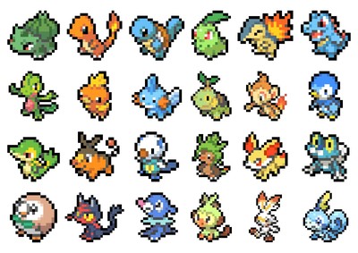 Pokemon Sprites Pixel Grid