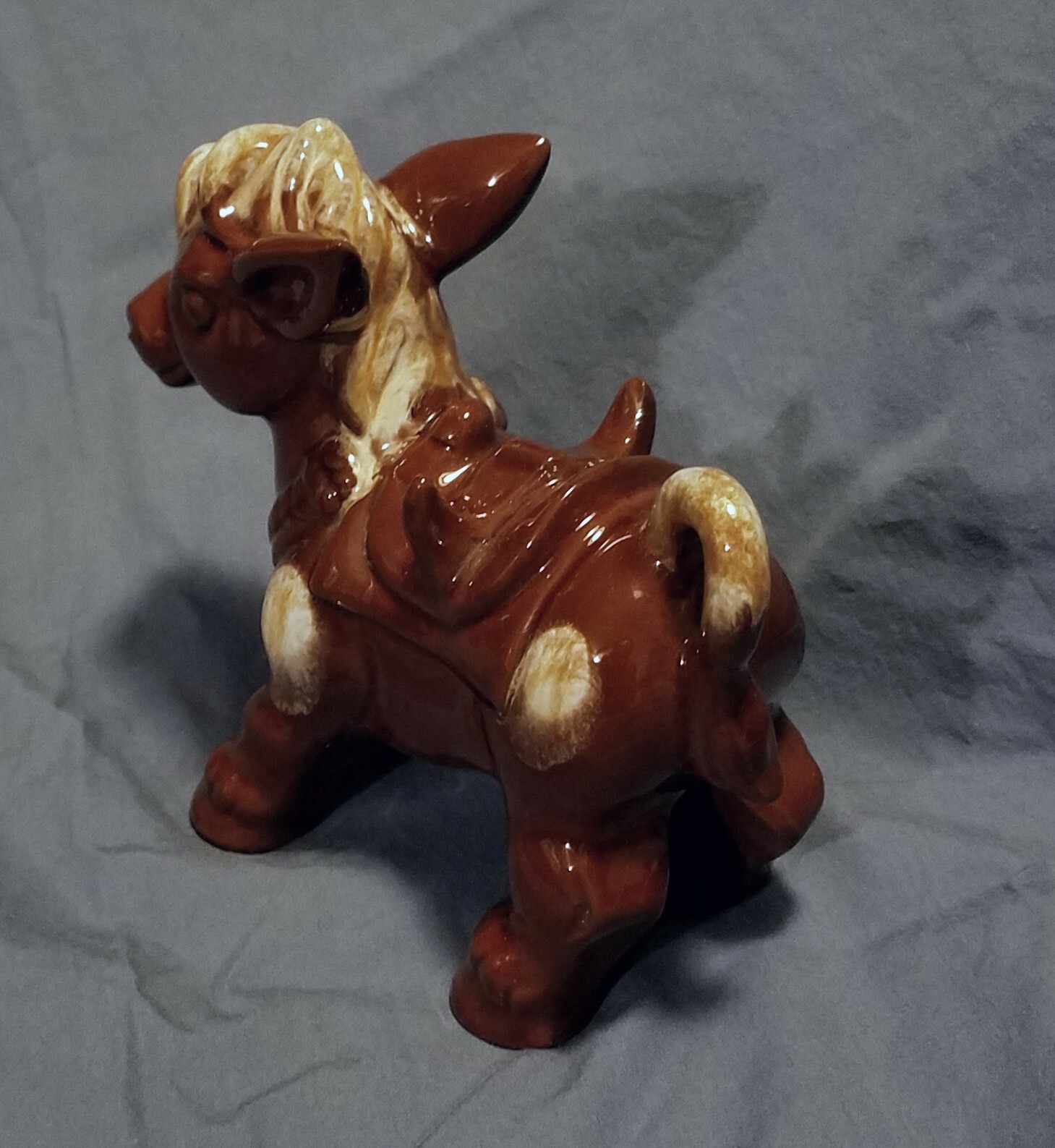 Porcelain Glazed Ceramic Donkey Figure. Collectible Animal Home Decor ...