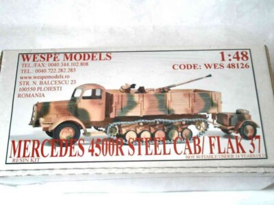 1:48 MERCEDES 4500R STEEL CAB/ FLAK 37 Wespe Models cannon resin kit ...