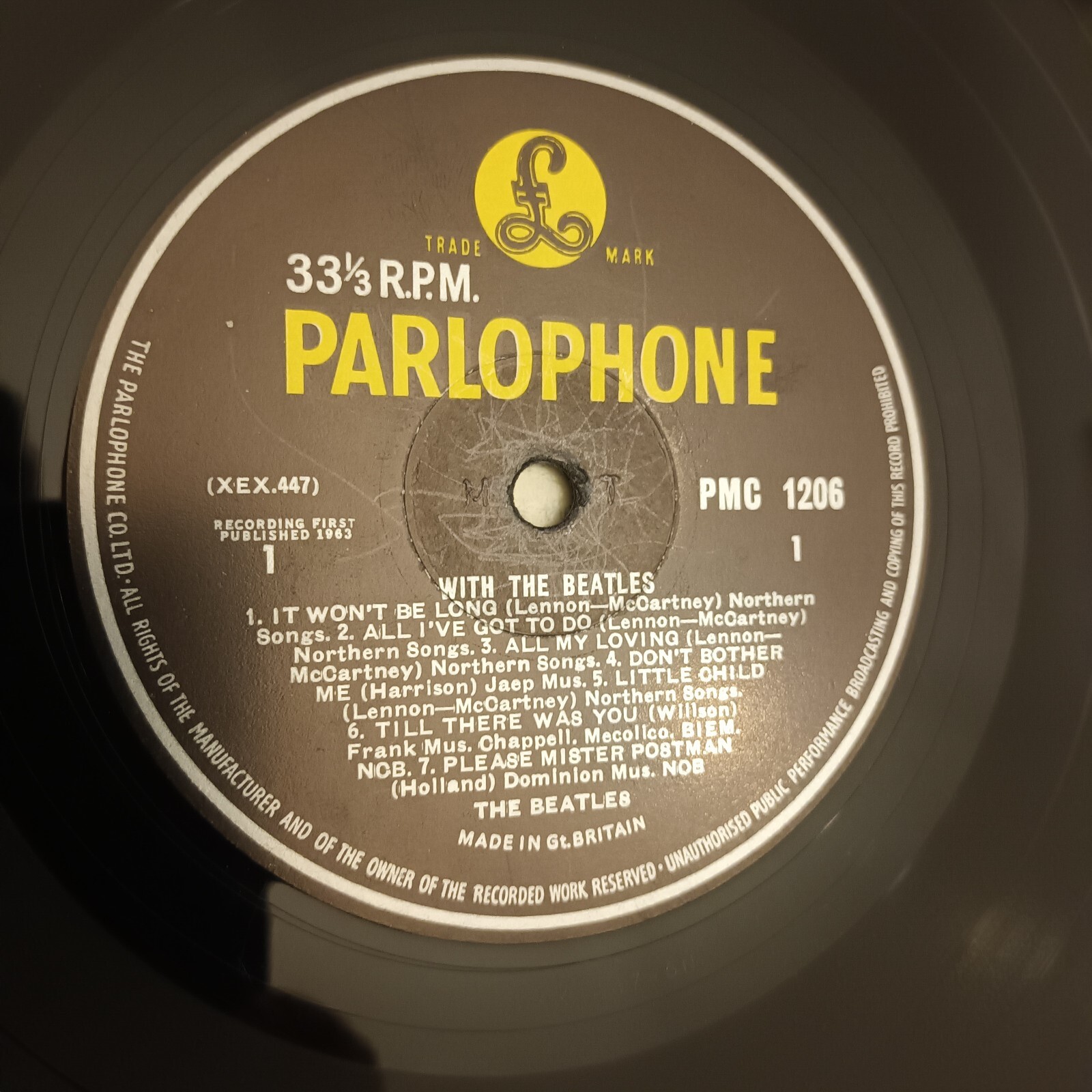 PARLOPHONE *MONO* PMC 1206 *ED1* WITH THE BEATLES *FIRST PUBLISHED 1963 ...