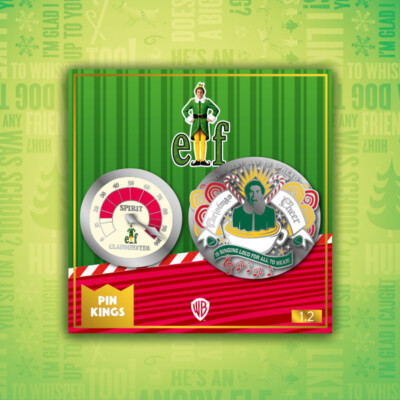 RARE BUDDY THE ELF MOVIE ENAMEL PIN KINGS BADGE SET 1.2 CHRISTMAS MAN ...