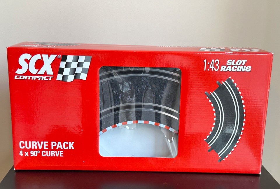 Lot of 5 SCX Compact 1:43 Scale Slot Car Racing Track 90* Curve 4 Packs ...