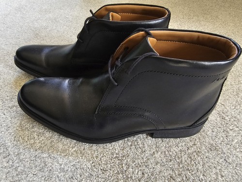 Clarks Men's Whiddon Mid Chukka Boot - Waterproof Black Leather - Size ...